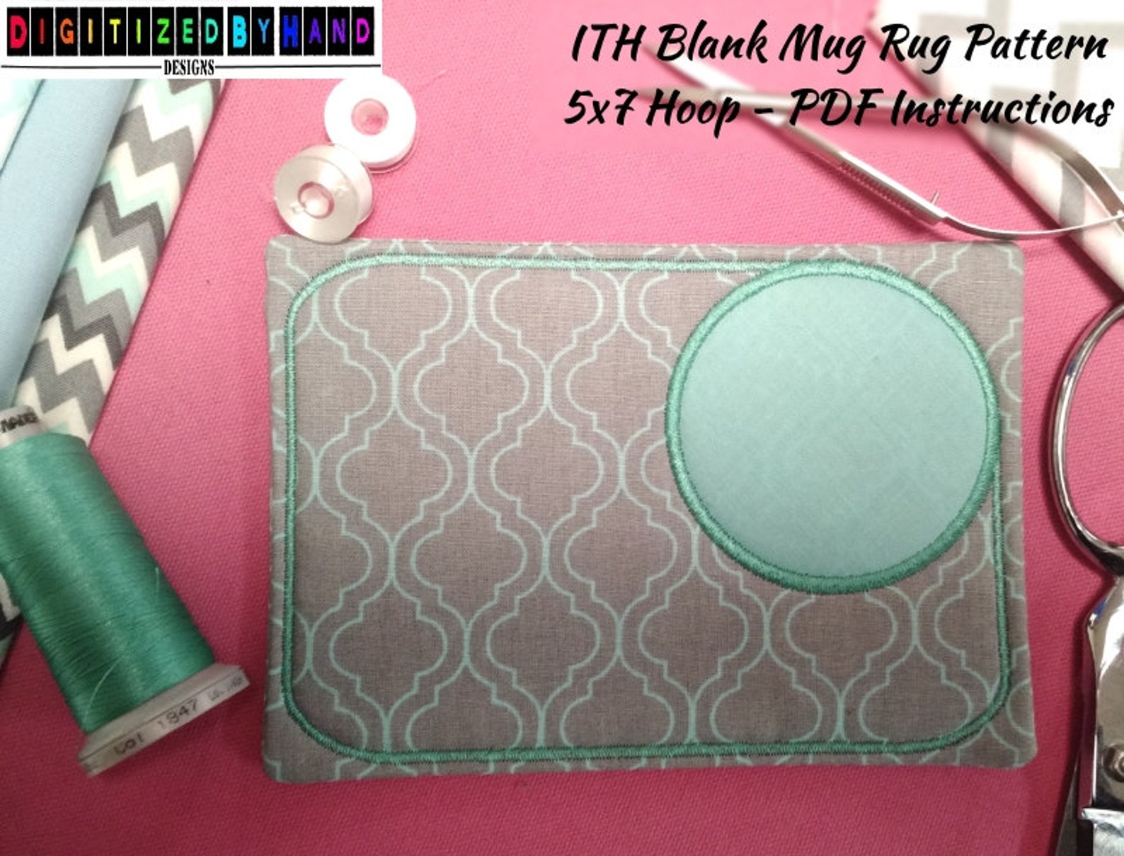 ITH Blank Mug Rug Design in the Hoop Embroidery ITH Designs - Etsy