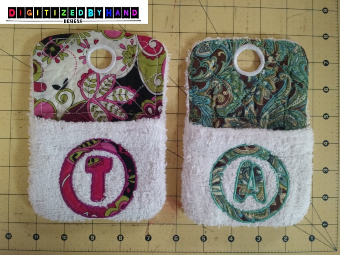 ITH Monogram Hanging Poket Washcloth Set in the Hoop - Etsy