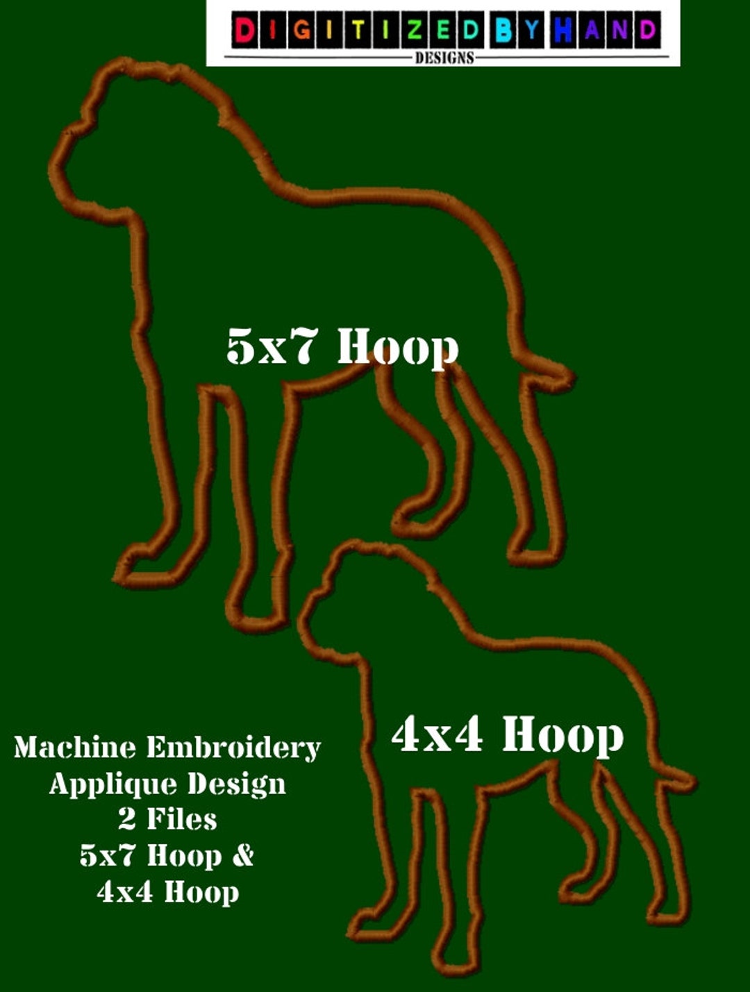Bull Mastiff Dog Applique Design Applique Machine Embroidery Design on ...