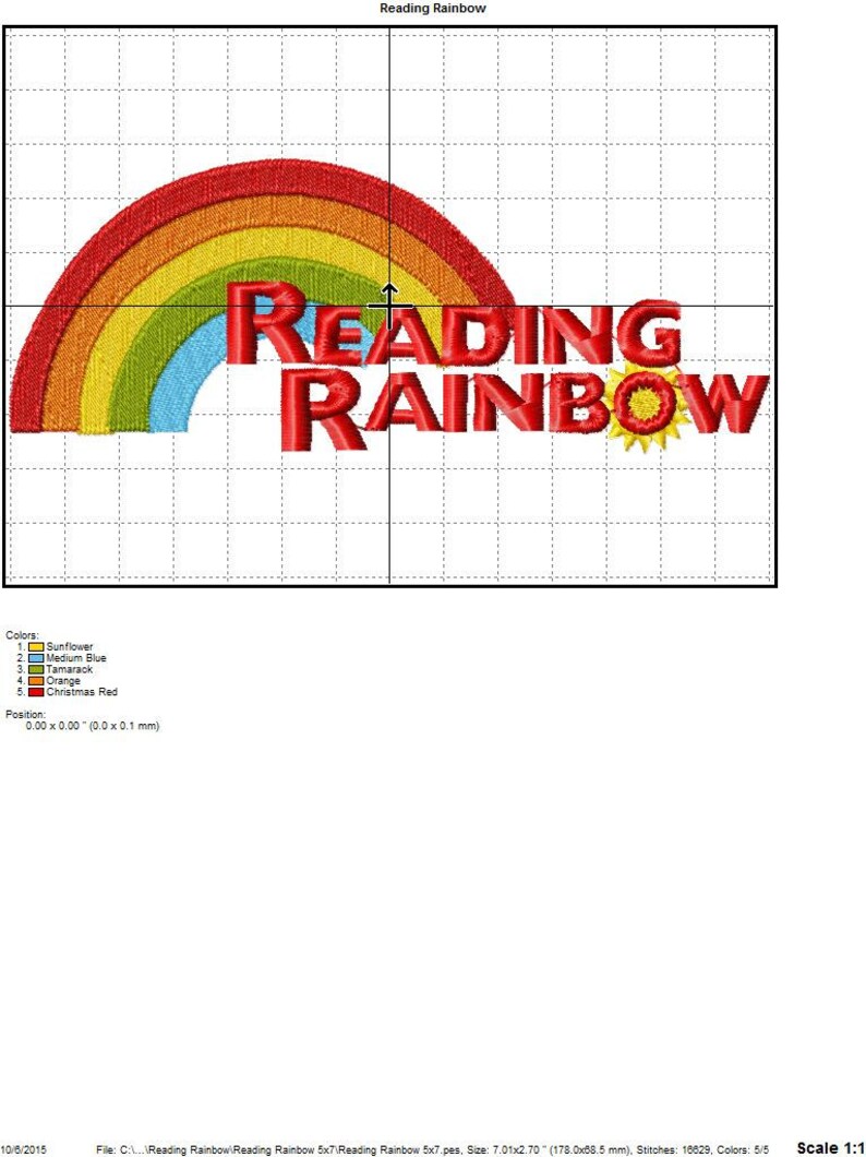 Reading Rainbow Embroidery Design for 4x4 and 5x7 Hoops - Instant ...