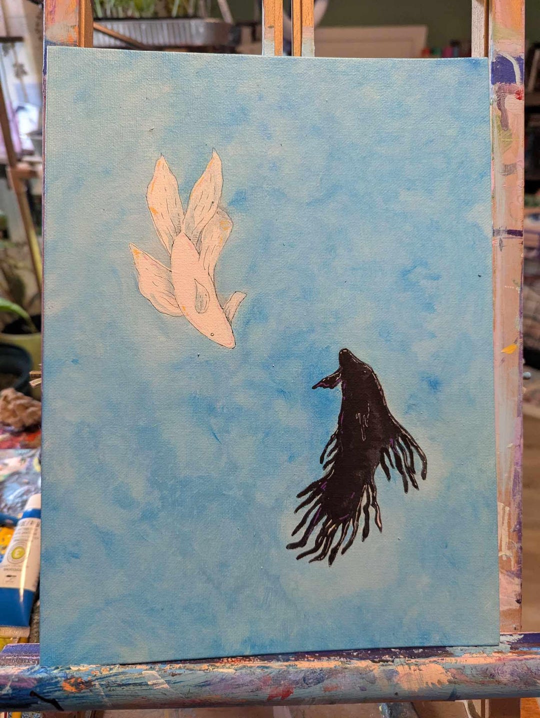 Geto and Gojo Fish Acrylic Painting 9x12" Canvas Panel - Etsy