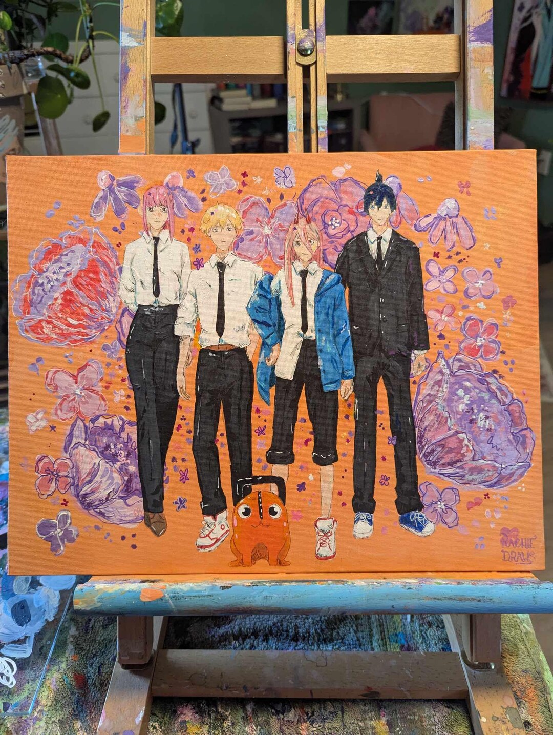 Chainsaw Man Acrylic Painting 11x14" Canvas Panel - Etsy