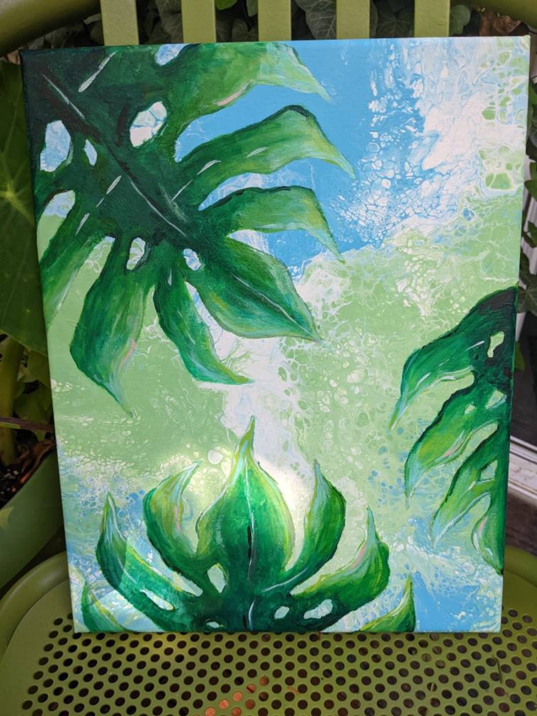 Monstera Acrylic Painting 11" X 14" Canvas - Etsy