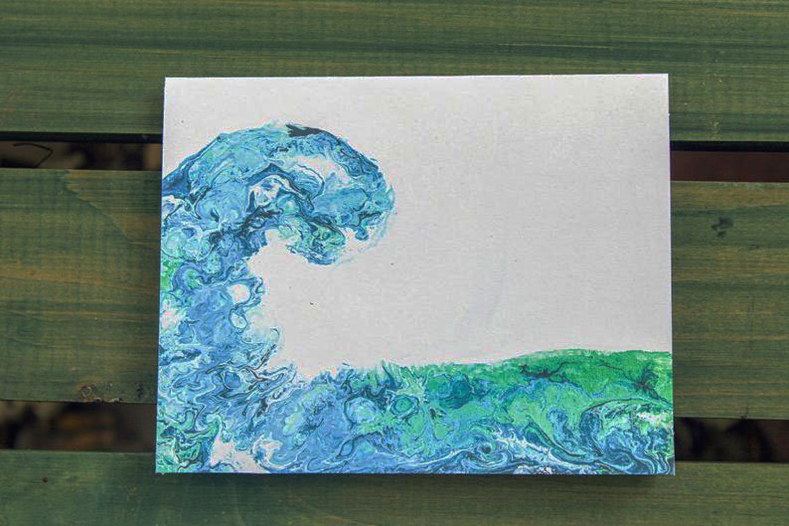 Acrylic Pour Wave Card - Etsy