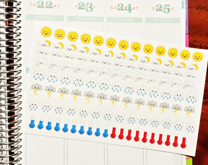112 Weather Stickers Set Perfect to Keep Track of Weather in Your ...