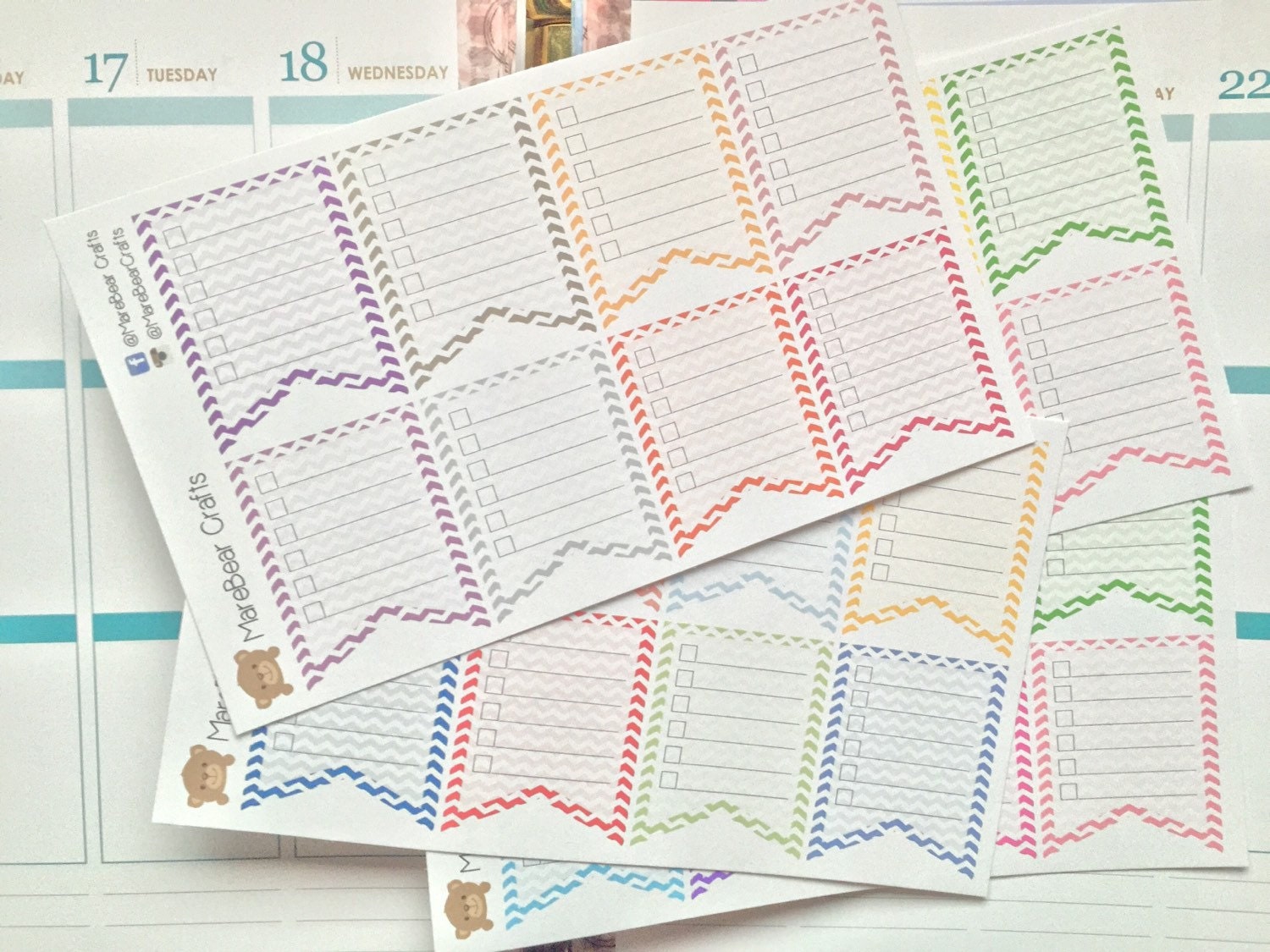 16 Colorful Chevron Flag Checklist Squares With Option to - Etsy