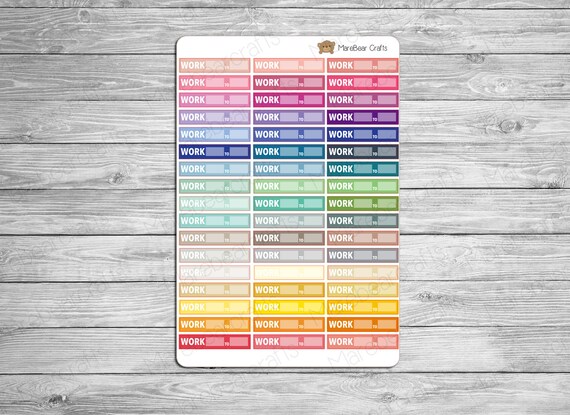 Work Label Multicolor Sticker Set for Your Erin Condren Life | Etsy