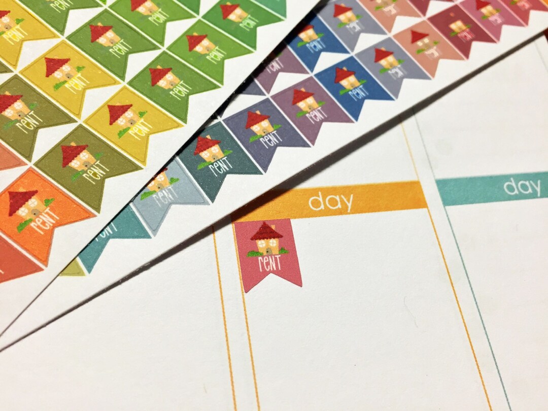 60 Mini Rent Due / Mortgage Due Flag Stickers With Option to Customize ...