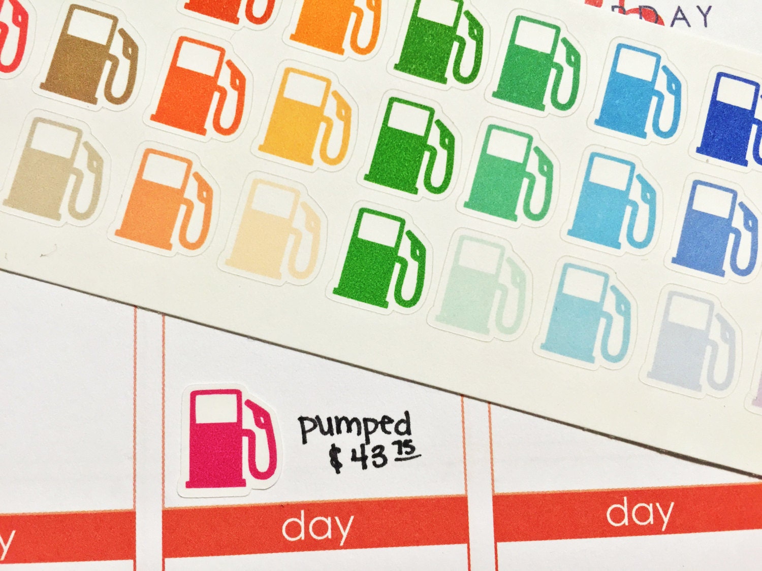 36 Colorful Gas Pump Stickers Perfect for your Erin Condren | Etsy