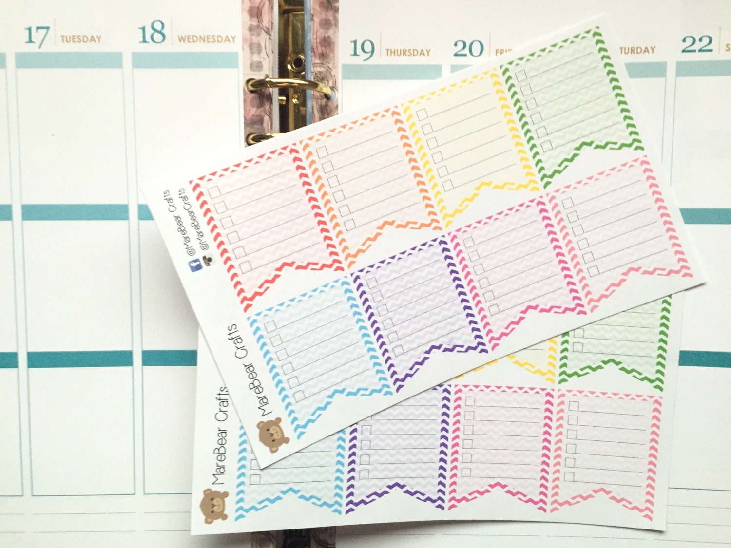 16 Colorful Chevron Flag Checklist Squares With Option to - Etsy