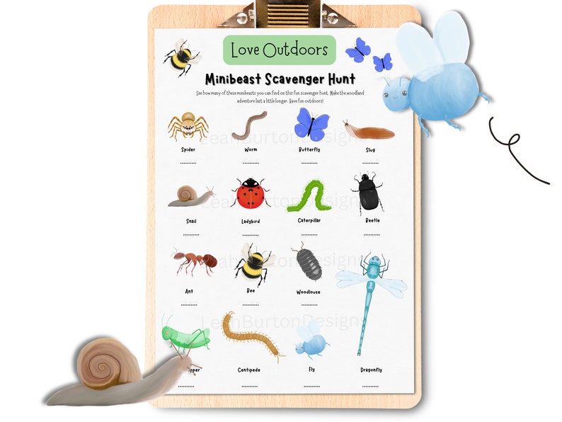 Minibeast Scavenger Hunt Printable, Activity Sheets, Party Game, Fun ...