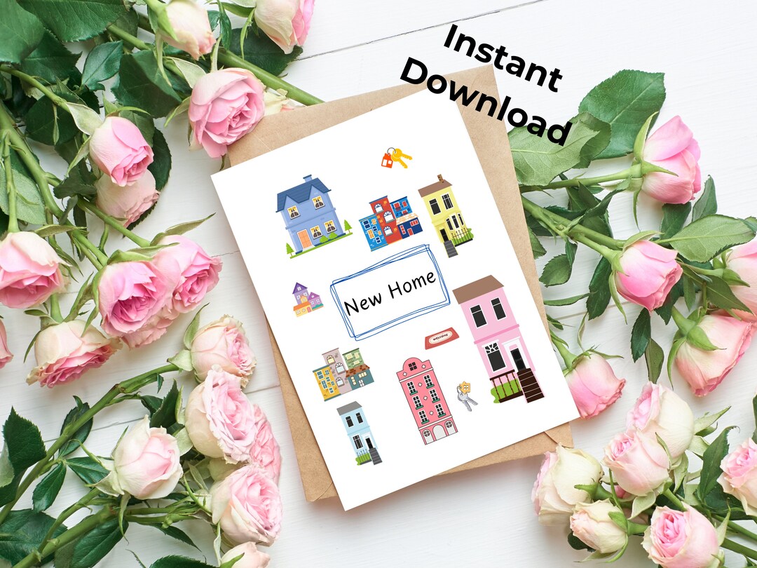 Printable New Home Card Printable Folded Card Instant Download ...