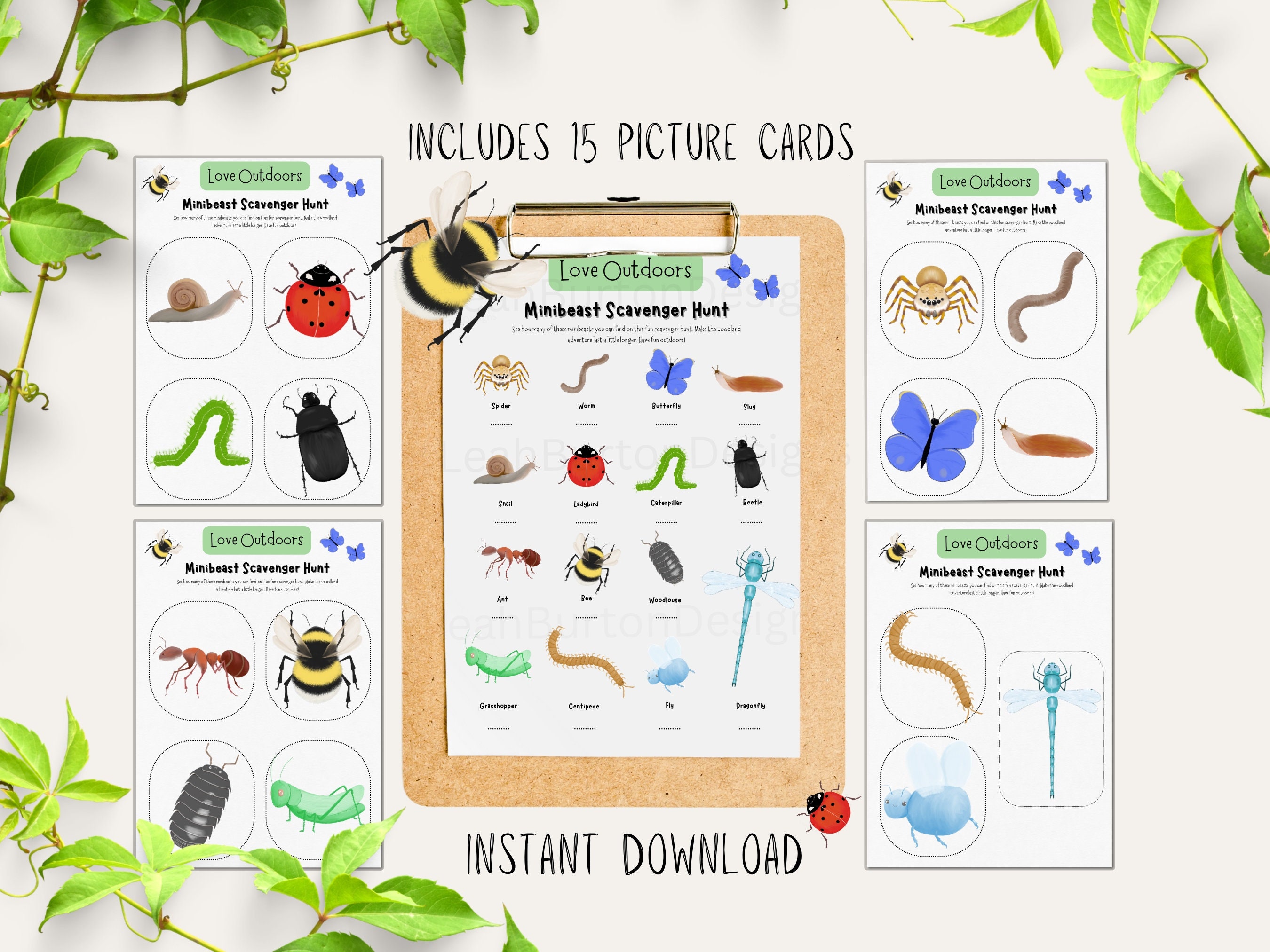 Minibeast Scavenger Hunt Printable, Activity Sheets, Party Game, Fun ...