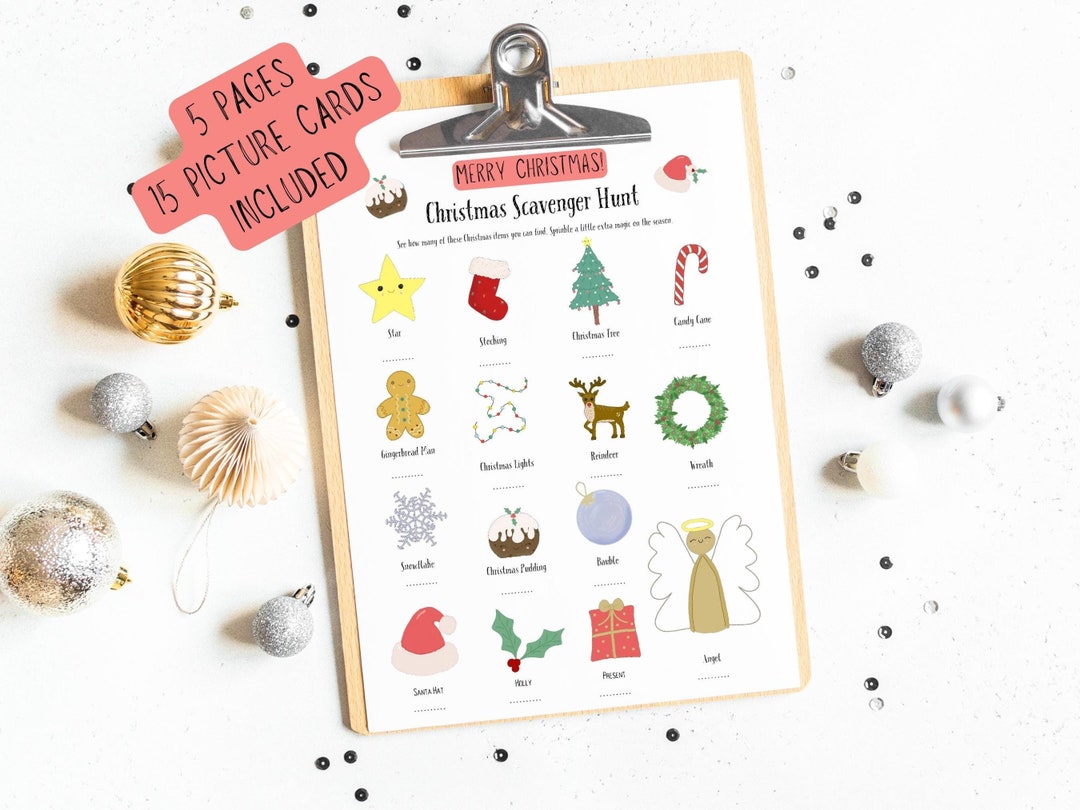 Hand Drawn Christmas Scavenger Hunt: Festive Kids Activity (printable ...