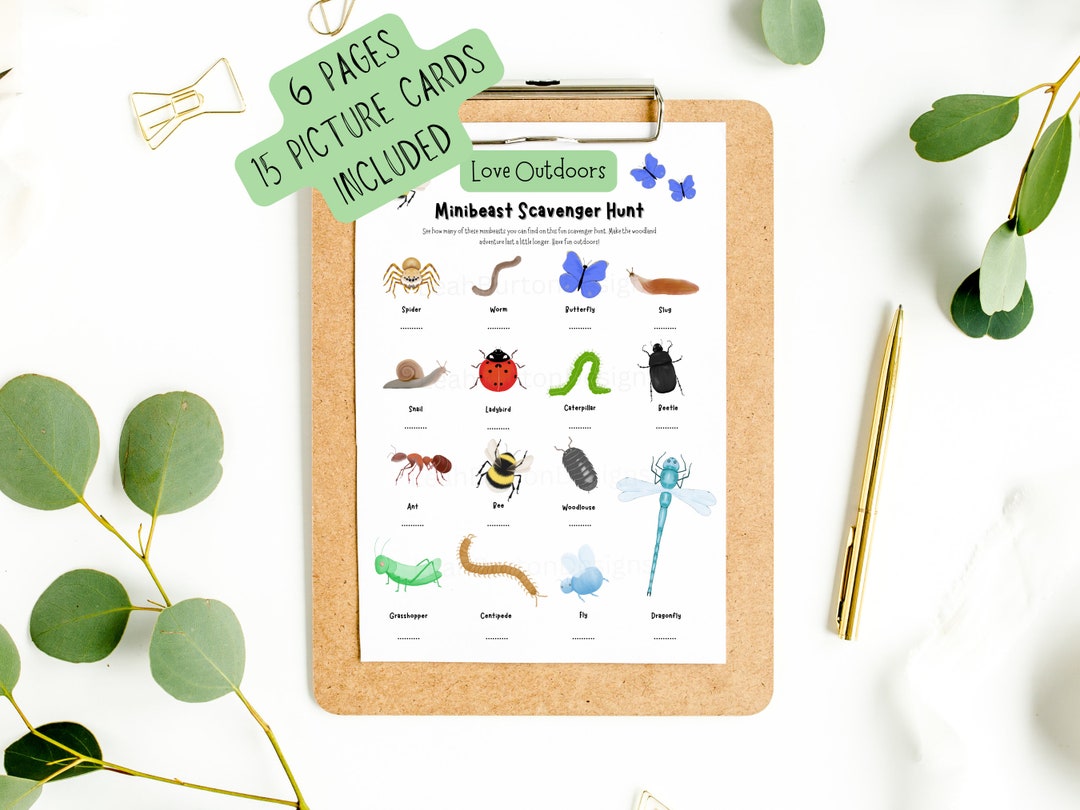 Minibeast Scavenger Hunt Printable, Activity Sheets, Party Game, Fun ...