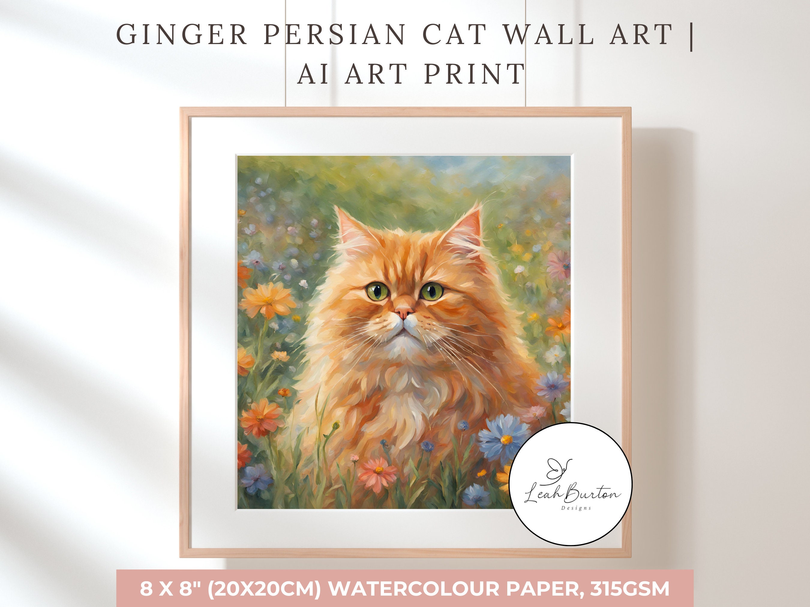Ginger Persian Cat Wall Art AI Art Print Ginger Cat Gifts - Etsy