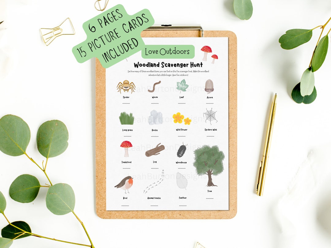 Woodland Scavenger Hunt Printable: Hand Drawn Activity Sheets (PDF ...