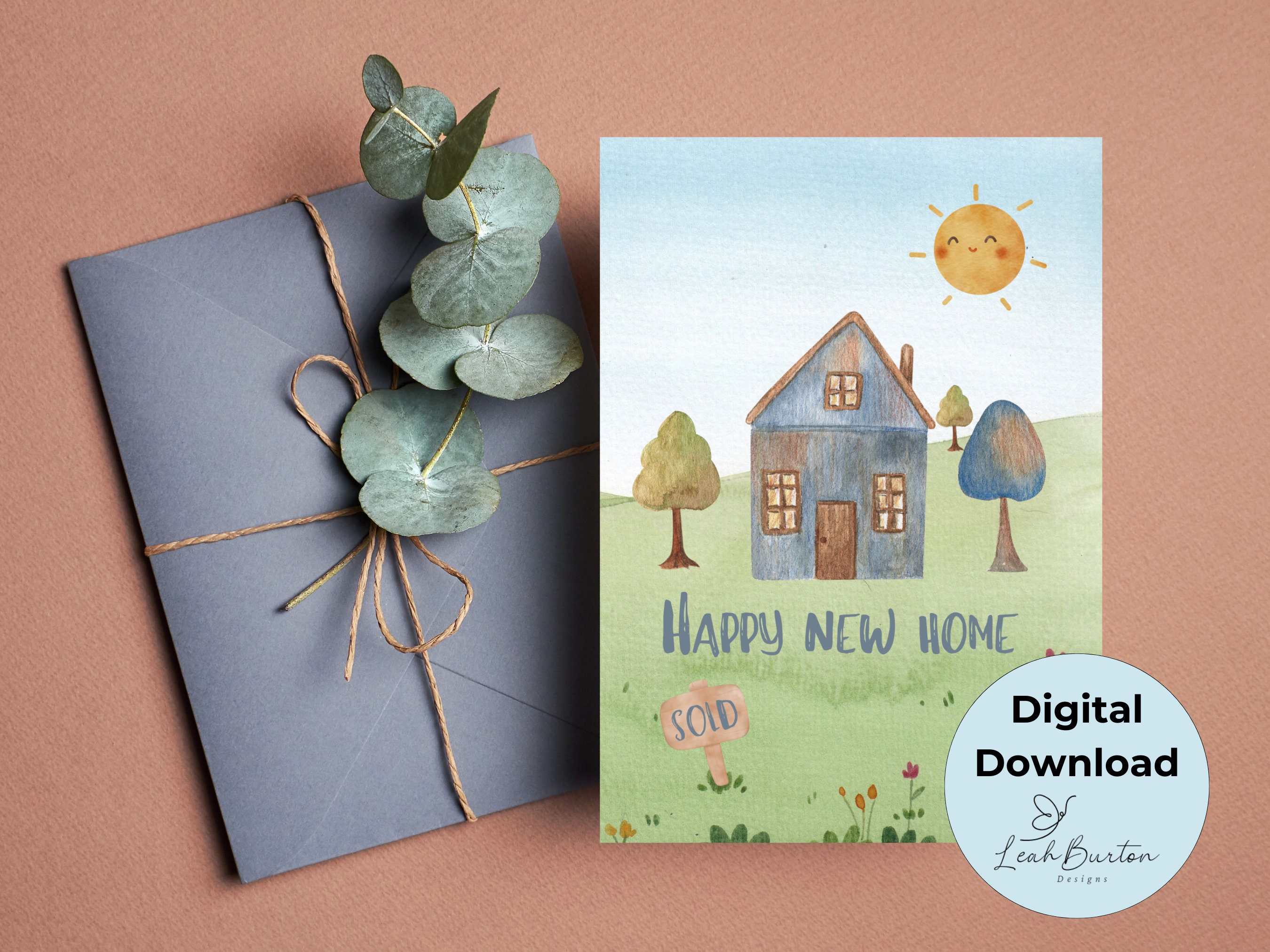 Printable New Home Card Printable Folded Card Digital Download ...