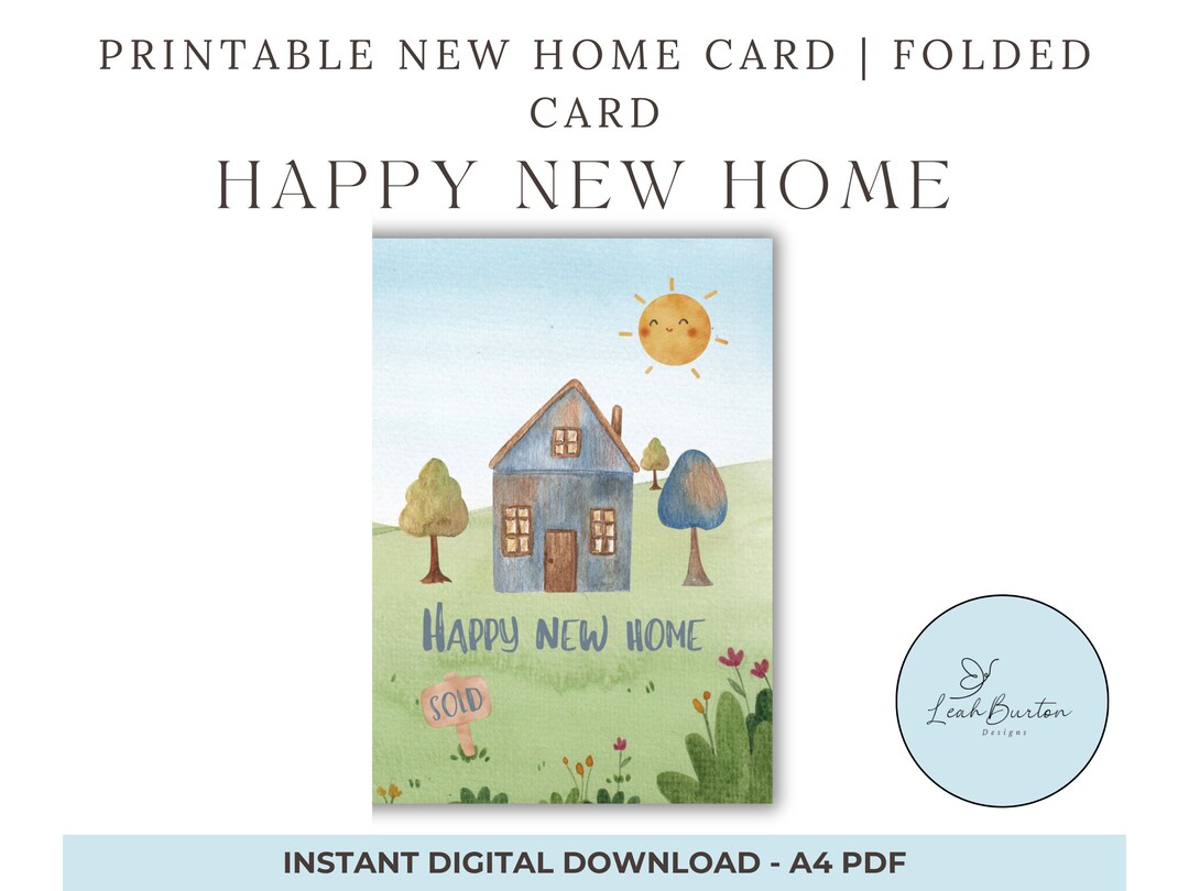 Printable New Home Card | Printable Folded Card | Digital Download ...