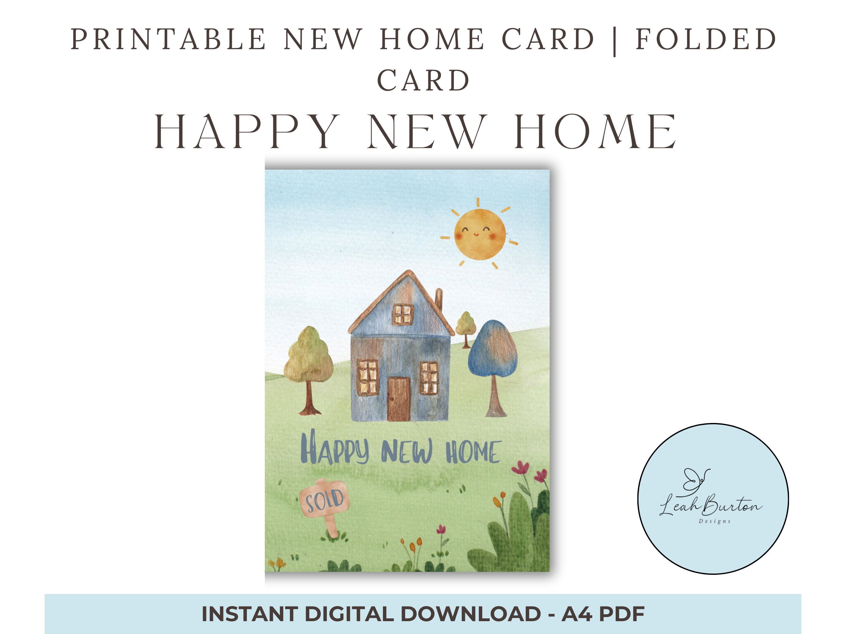 Printable New Home Card Printable Folded Card Digital Download ...