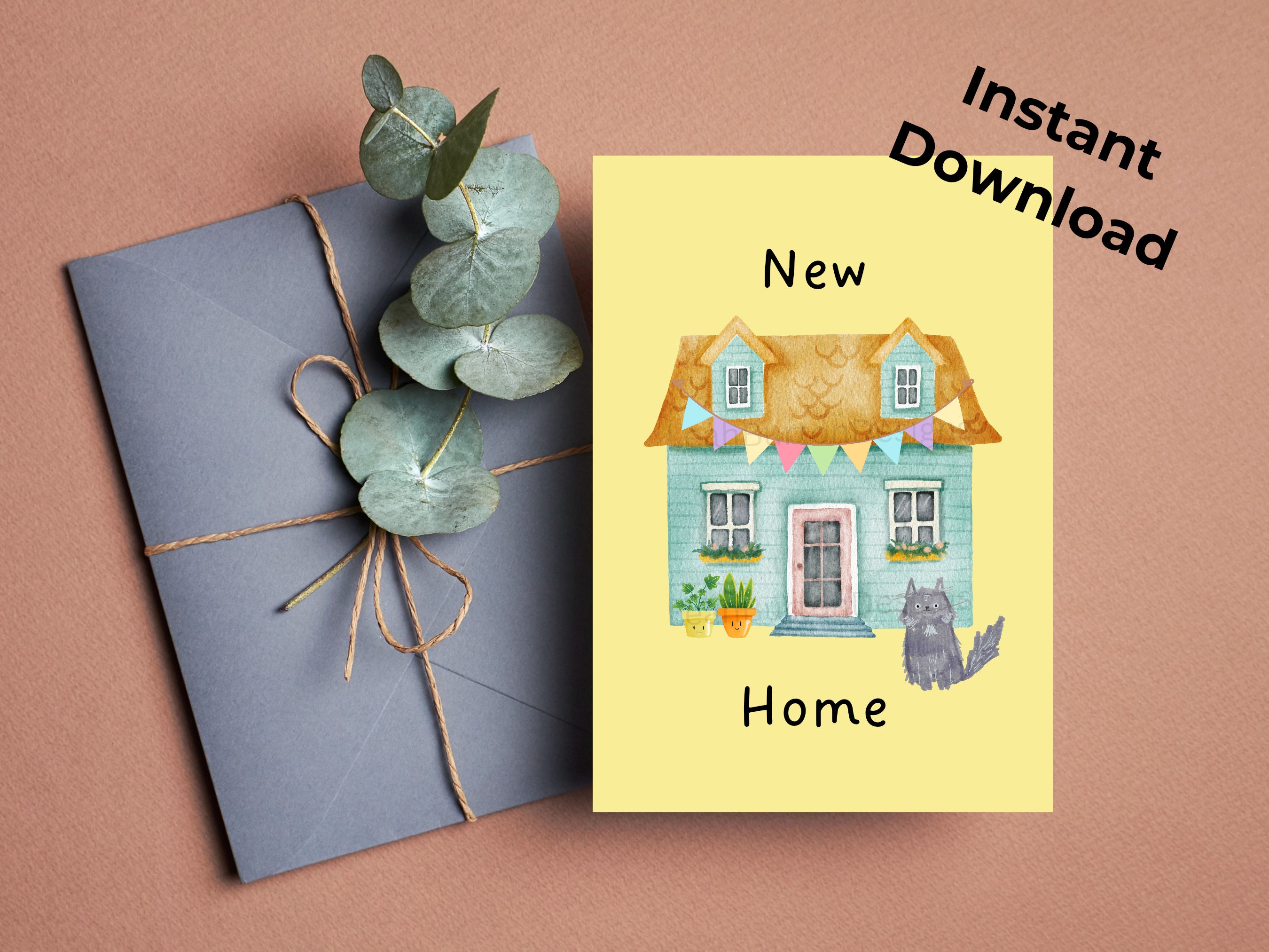 Printable New Home Card Printable Folded Card Instant Download ...