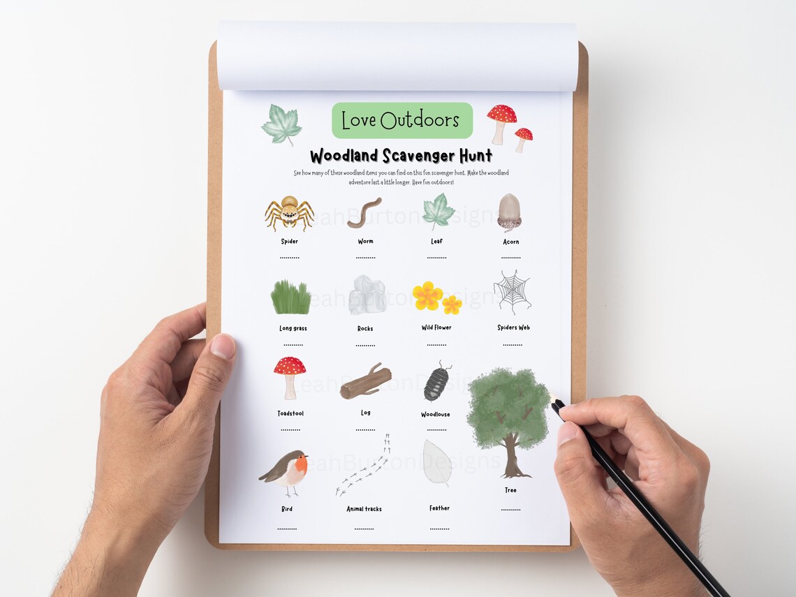 Woodland Scavenger Hunt Printable, Activity Sheets, Party Game, Fun ...