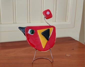 Fused glass bird | Etsy