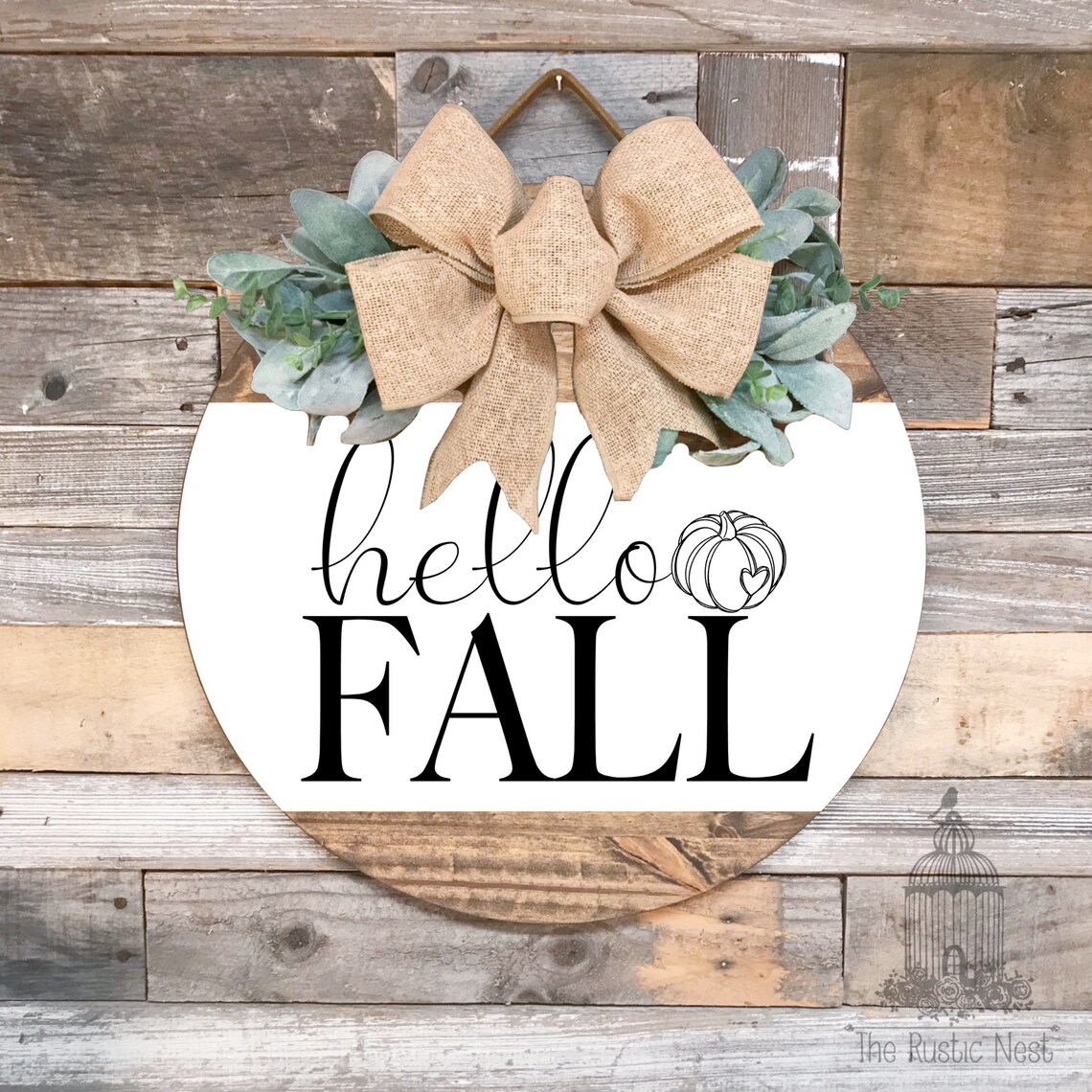 PAINTED Fall Front Door Sign Hello Fall Door Sign Fall - Etsy