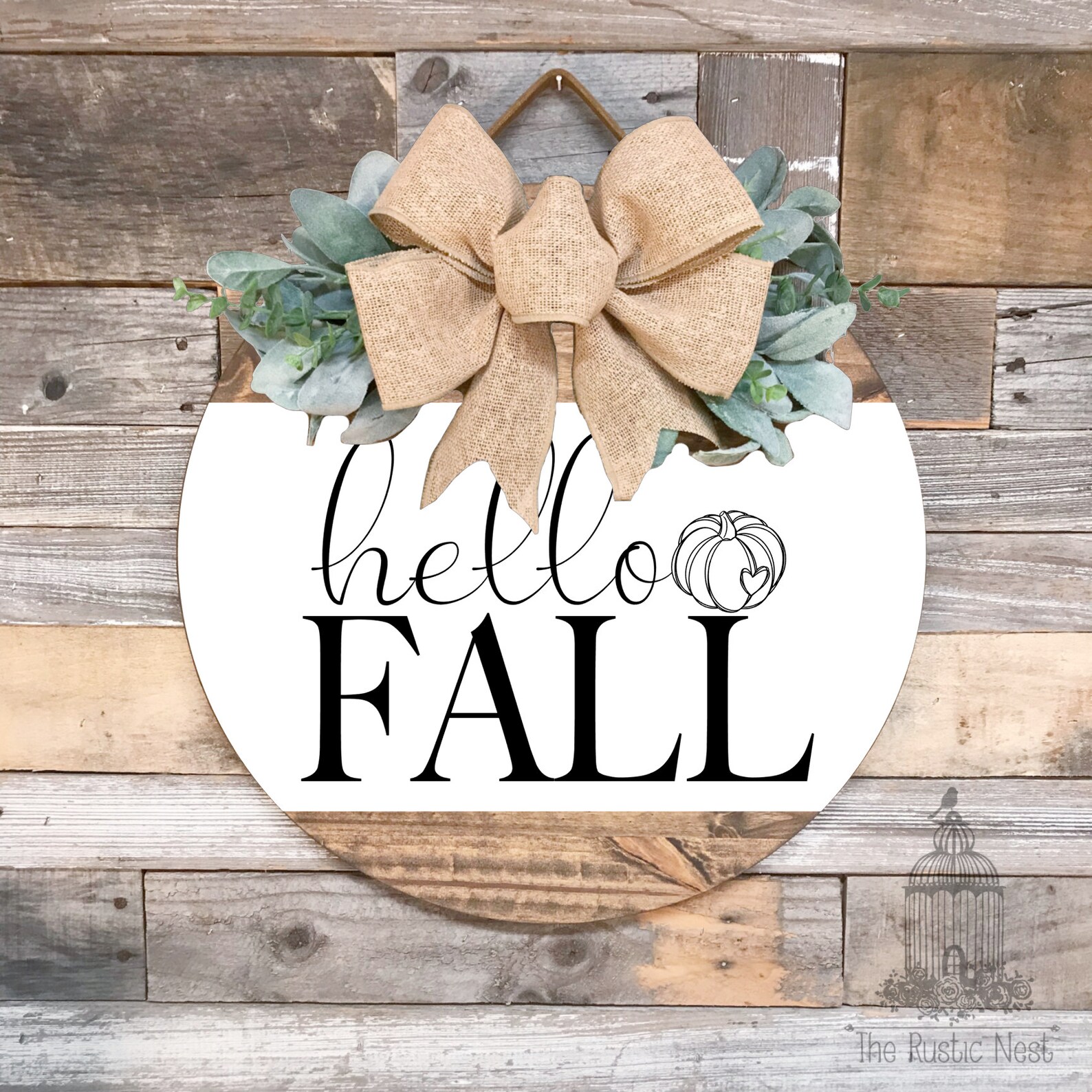 PAINTED Fall Front Door Sign Hello Fall Door Sign Fall - Etsy