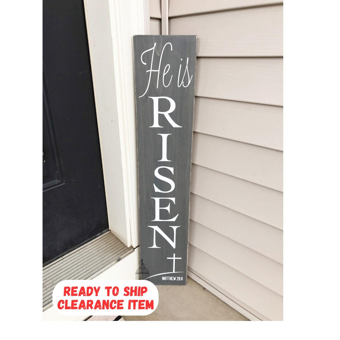 He is Risen Easter Porch Sign Spring Sign Matthew 28:6 Easter Decor He ...