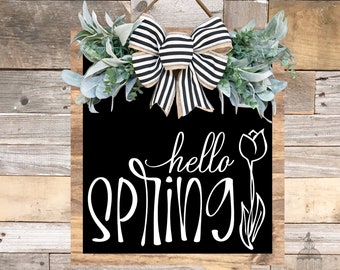 Front Door Sign Hello Spring Door Hanger spring Decor Home Decor - Etsy
