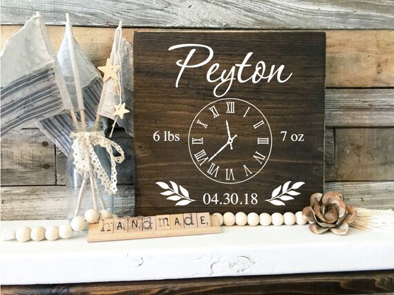 Children's Birth Clock Sign Birth Stat Sign Birth Date | Etsy