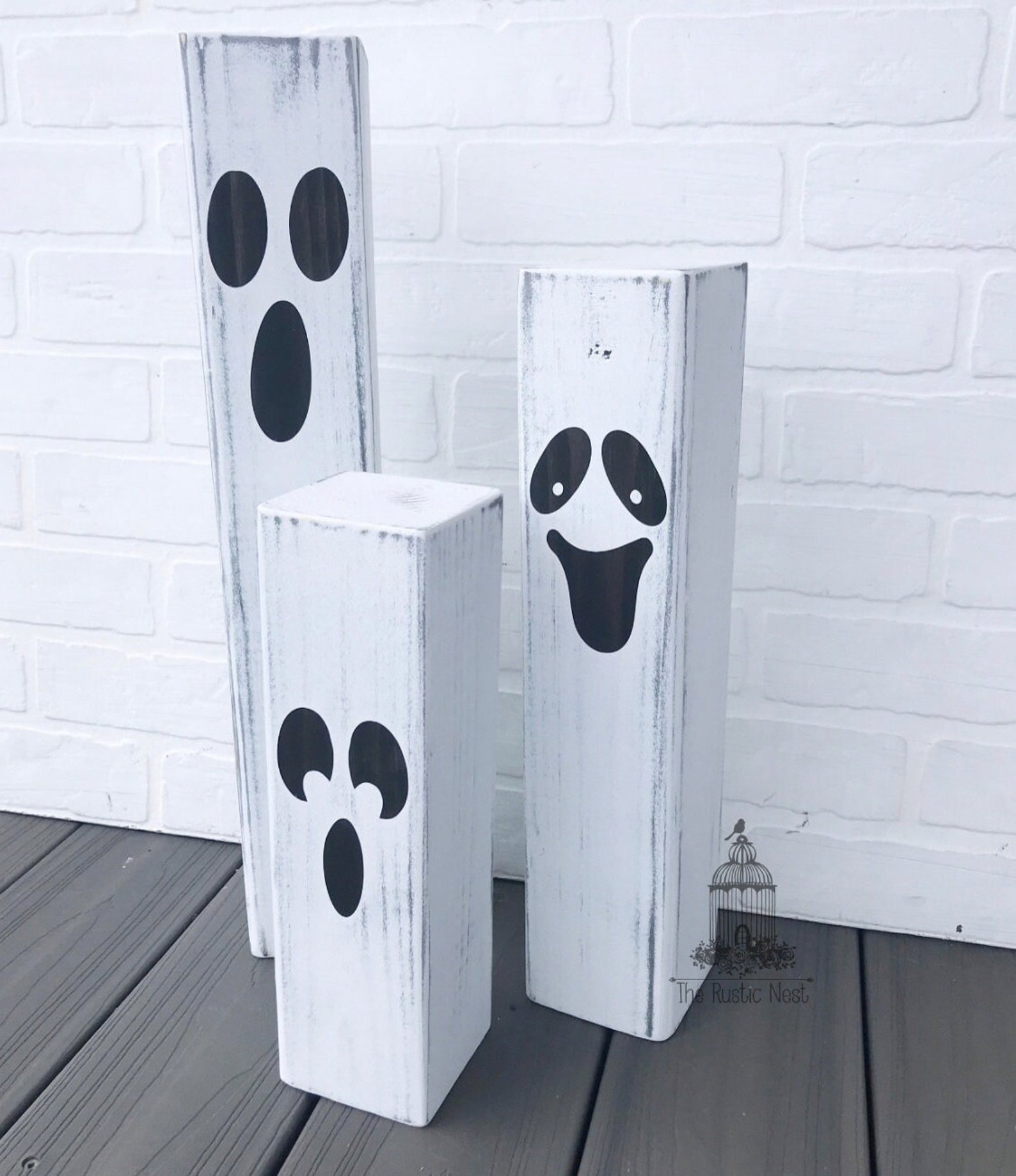 Halloween Ghost Porch Blocks: Distressed Wood Halloween Decor - Etsy
