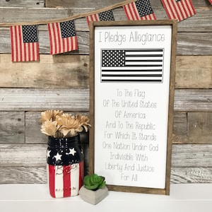 Pledge of Allegiance Sign Framed in Lath TRN23 - Etsy