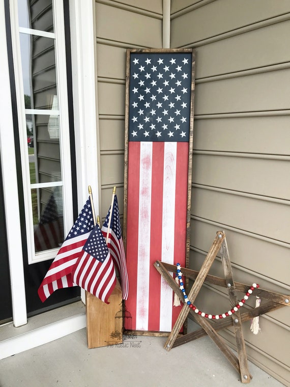 American Flag On Porch