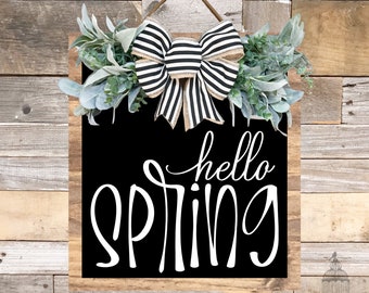 Front Door Sign Hello Spring Door Hanger spring Decor Home Decor - Etsy