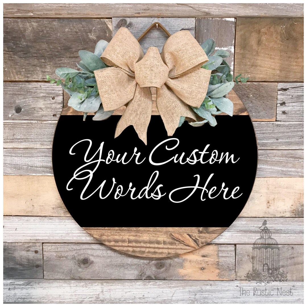 Painted Custom Front Door Sign: Personalized Wood Round Door Hanger - Etsy
