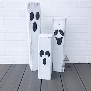 Halloween Ghost Porch Blocks: Distressed Wood Halloween Decor - Etsy