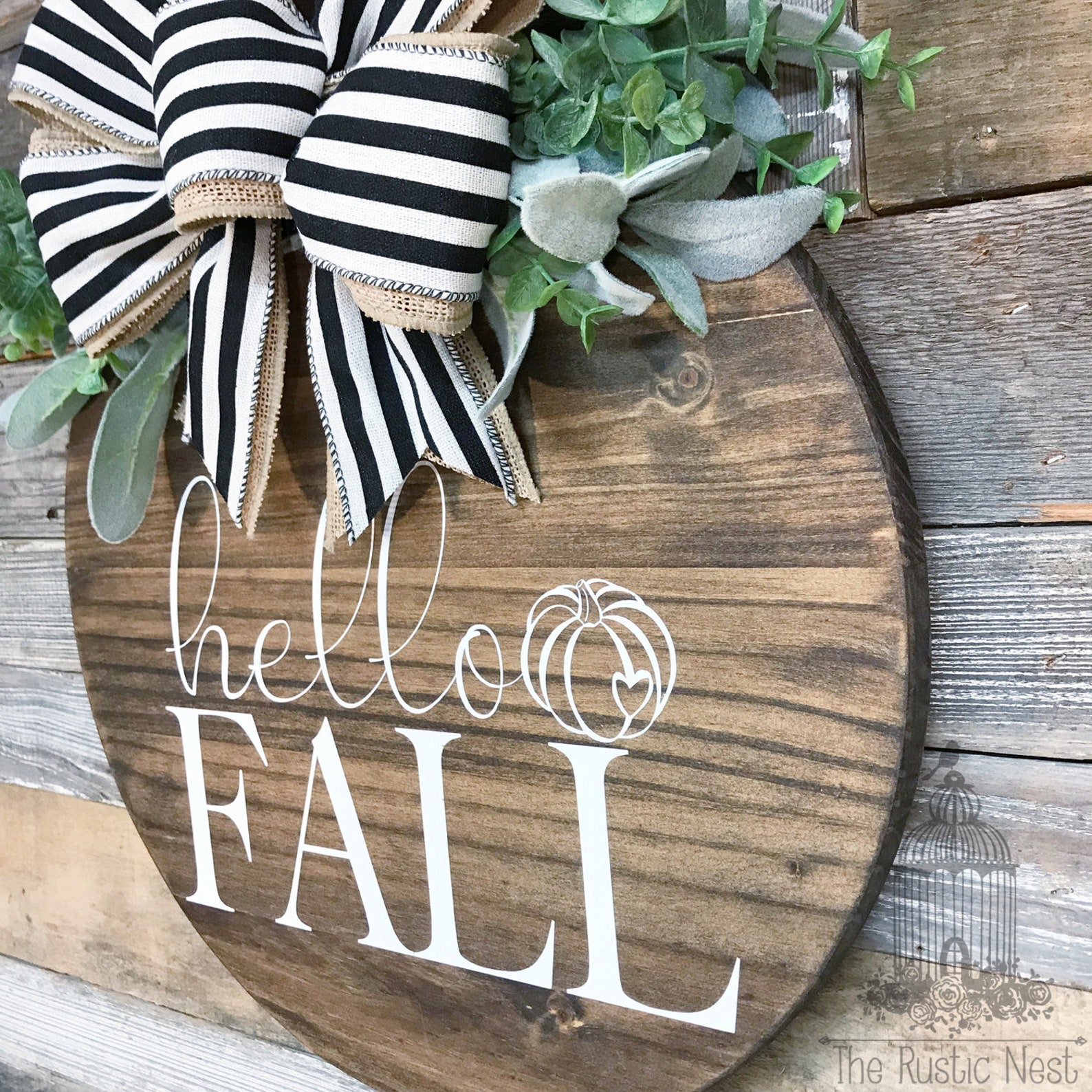 PAINTED Fall Front Door Sign Hello Fall Door Sign Fall - Etsy