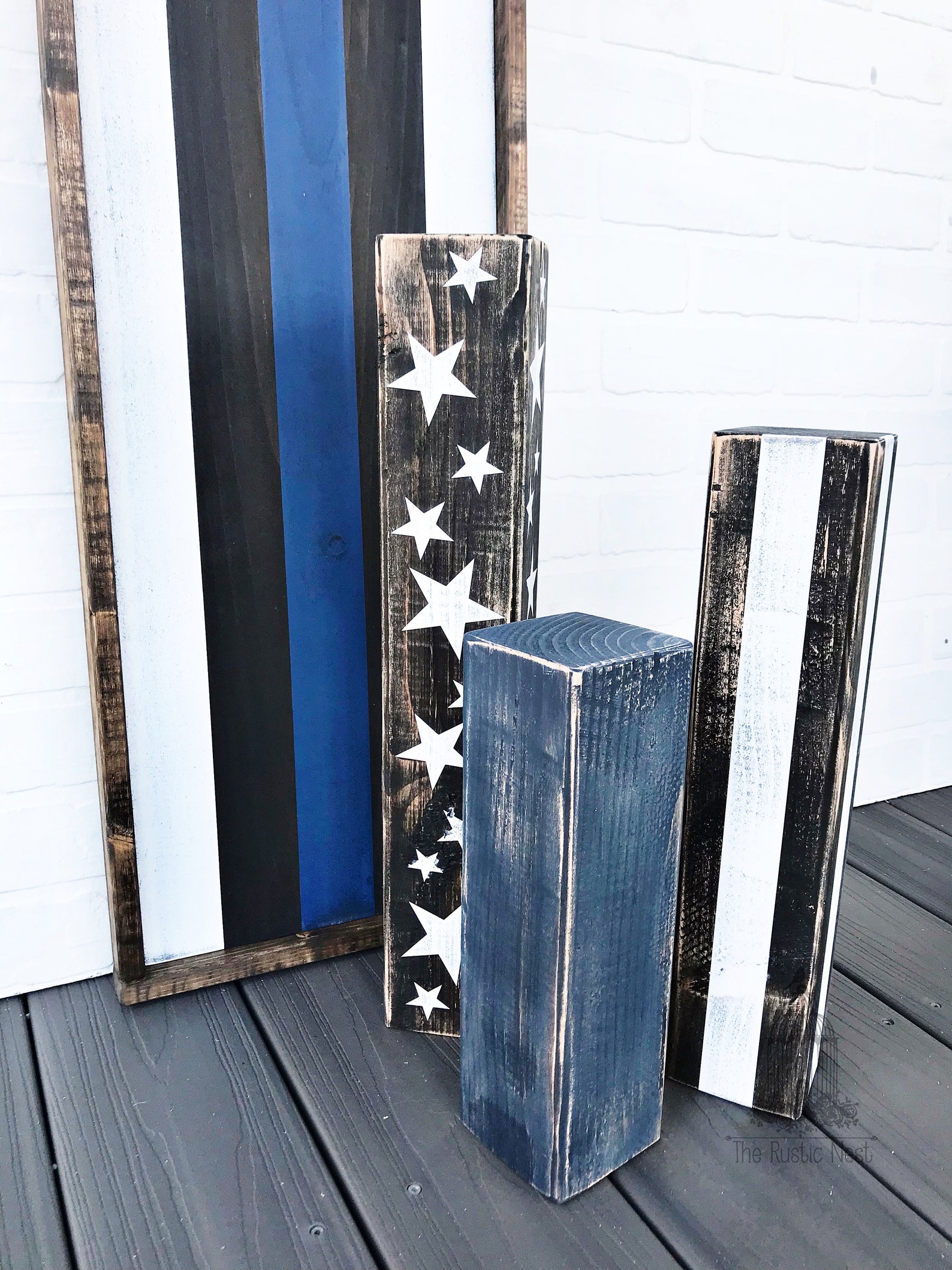 Thin Blue Line Porch Blocks Thin Blue Line Wood Sign Thin - Etsy