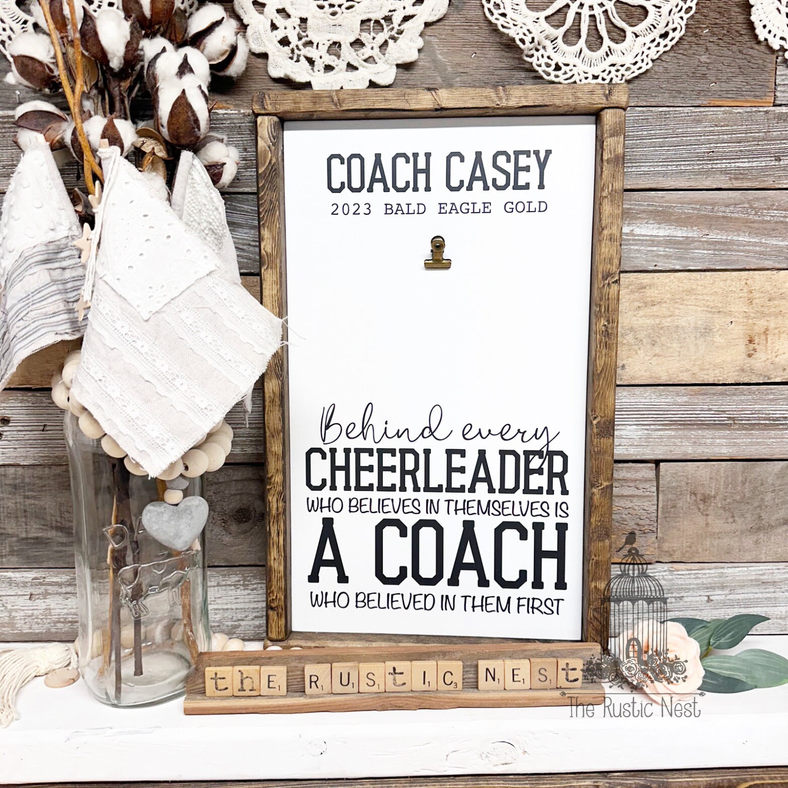 Personalized Cheer Coach Picture Frame: Rustic Wood Sign - Etsy