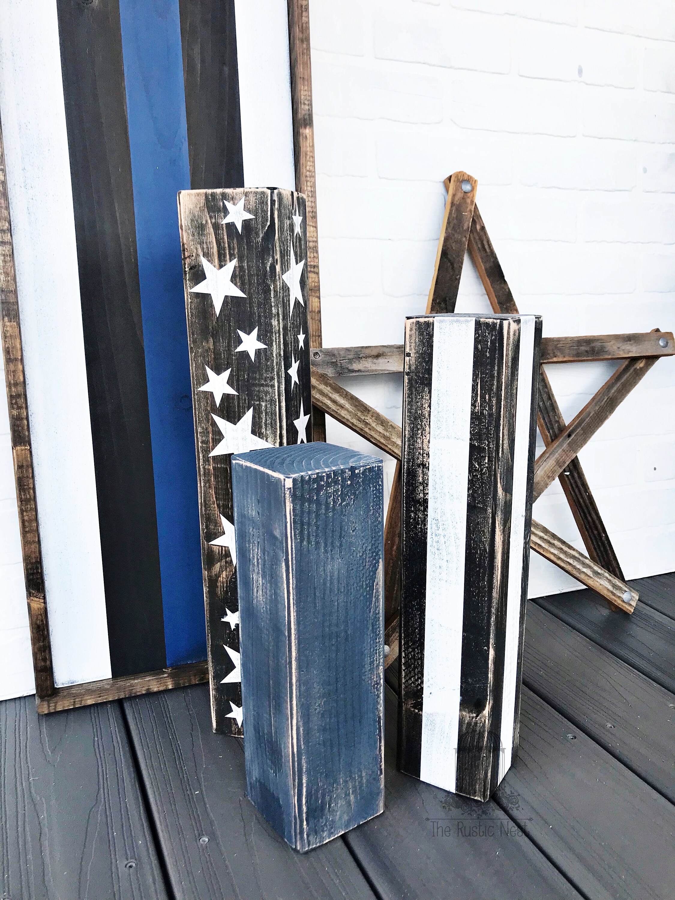Thin Blue Line Porch Blocks Thin Blue Line Wood Sign Thin - Etsy