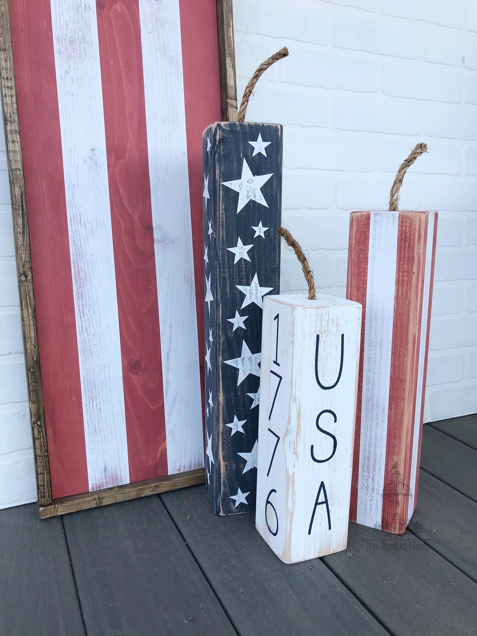Wooden Firecrackers Wood Firecrackers Patriotic Front - Etsy