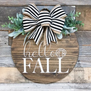PAINTED Fall Front Door Sign Hello Fall Door Sign Fall Door Hanger ...