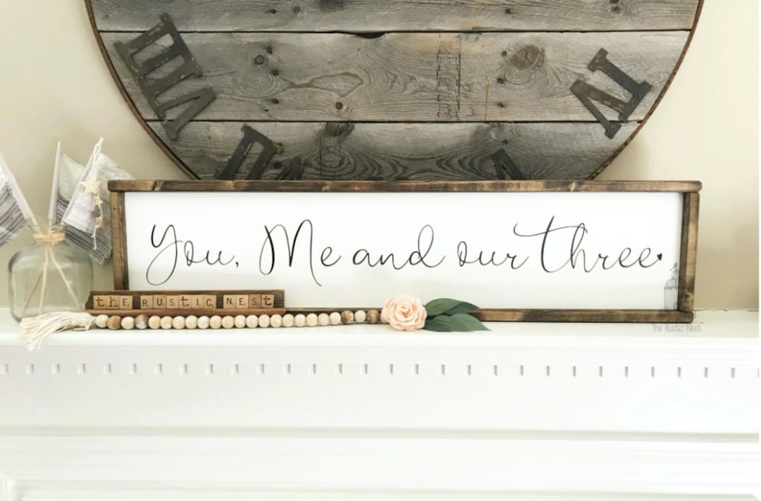 Family of Three Sign: Rustic Wood, Dark Walnut Frame - Etsy