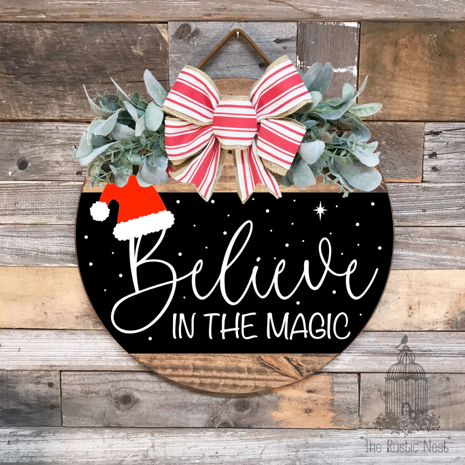 PAINTED Believe in the Magic Door Sign Christmas Door Hanger - Etsy