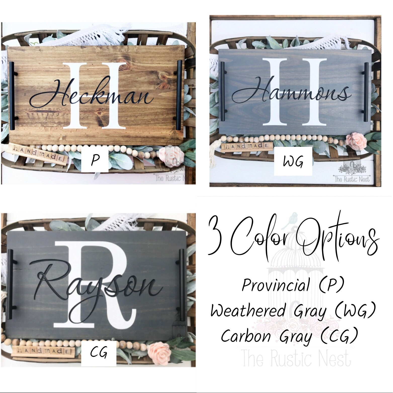 Personalized Wood Serving Tray: Engraved Family Name - Etsy