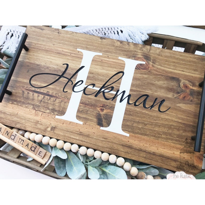 Personalized Wood Serving Tray: Engraved Breakfast in Bed Tray - Etsy