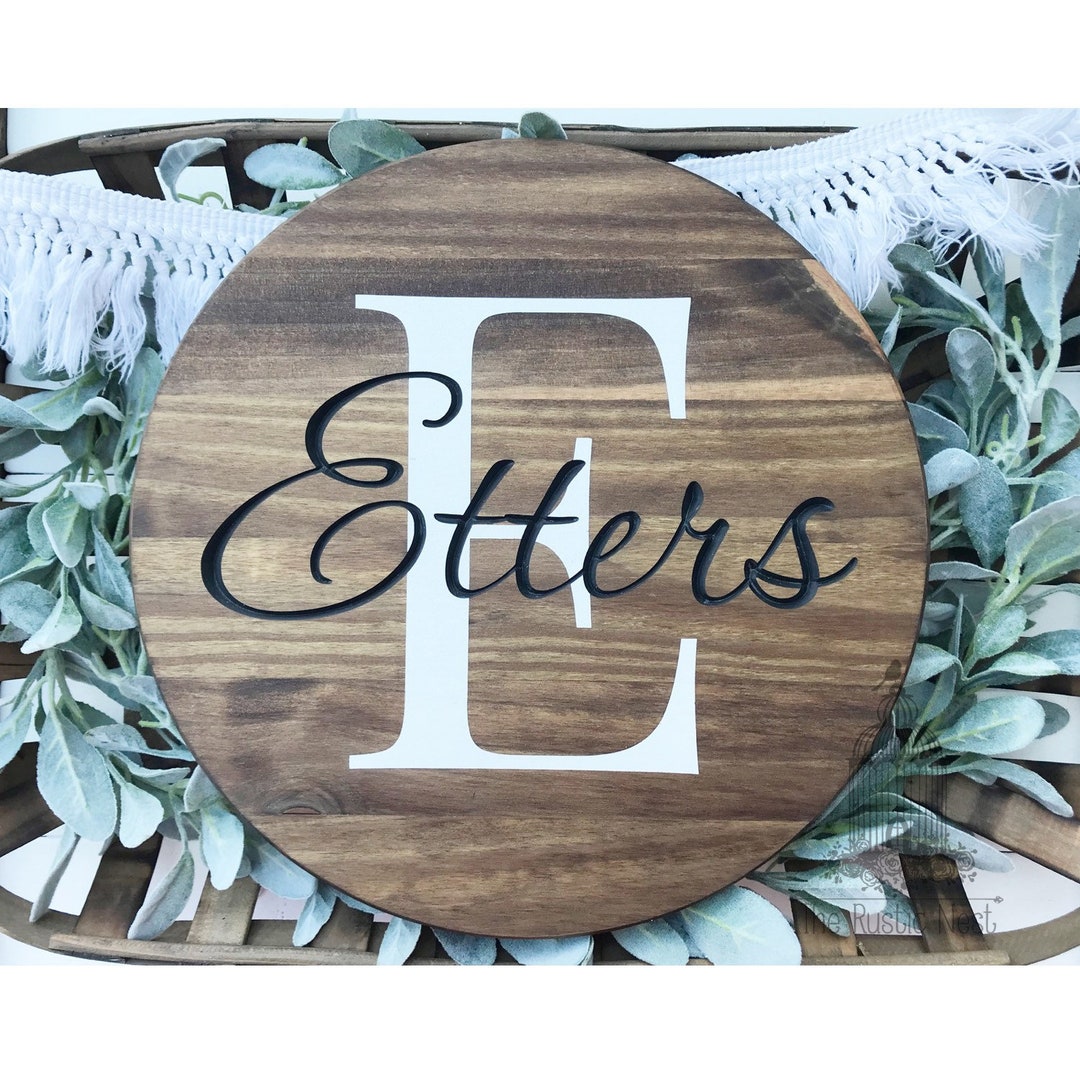 Personalized Engraved Last Name Sign Round Engraved Last Name Sign Door ...