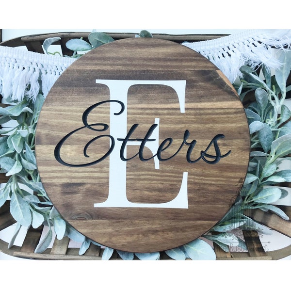 Round Sign Last Name - Etsy